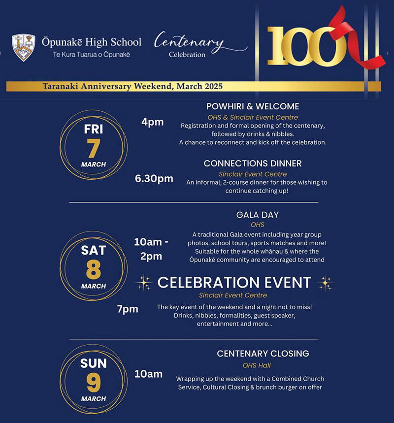 Centenary Celebration - Opunake High School